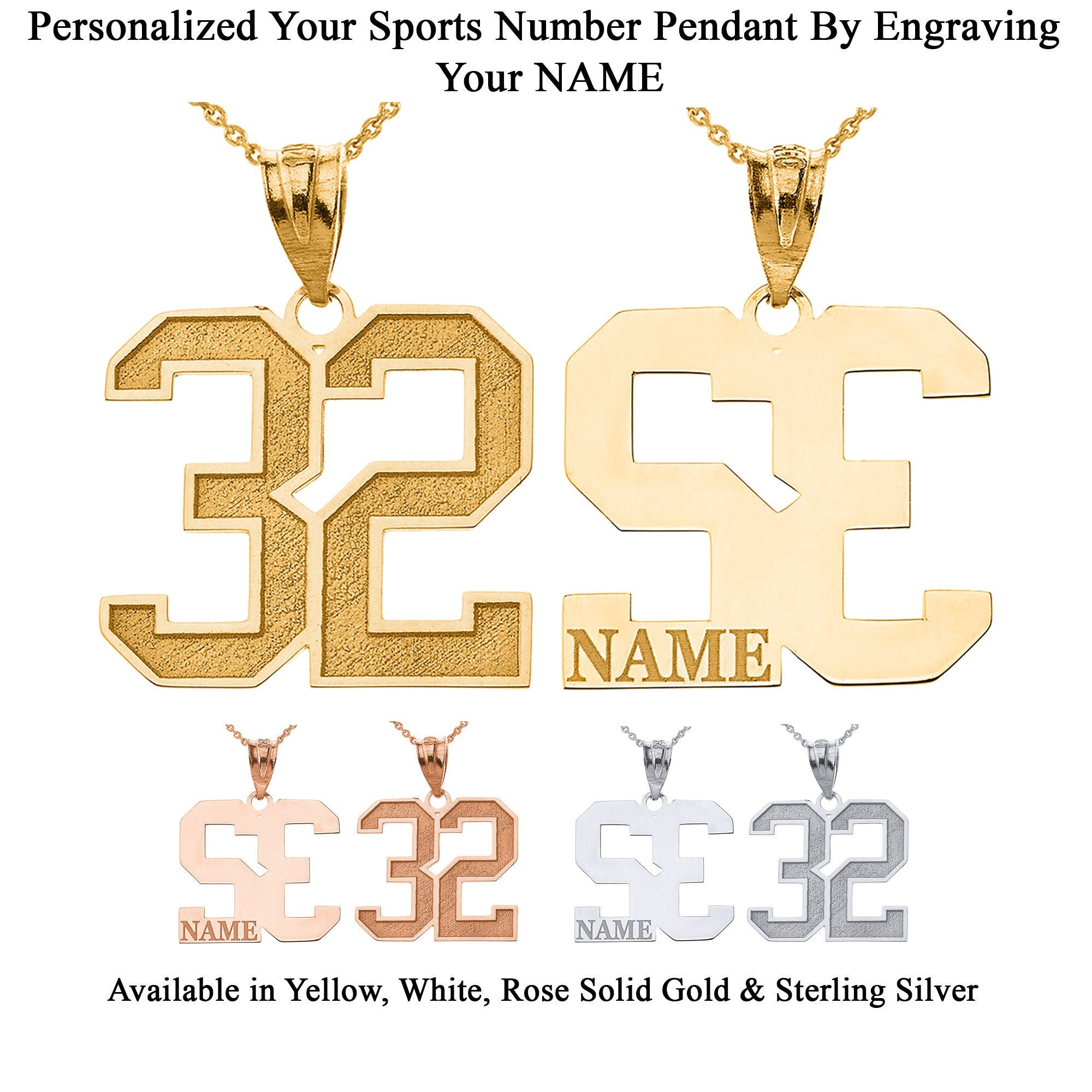 Personalized Your Sports Team Number Pendant Necklace By Engraving You ...